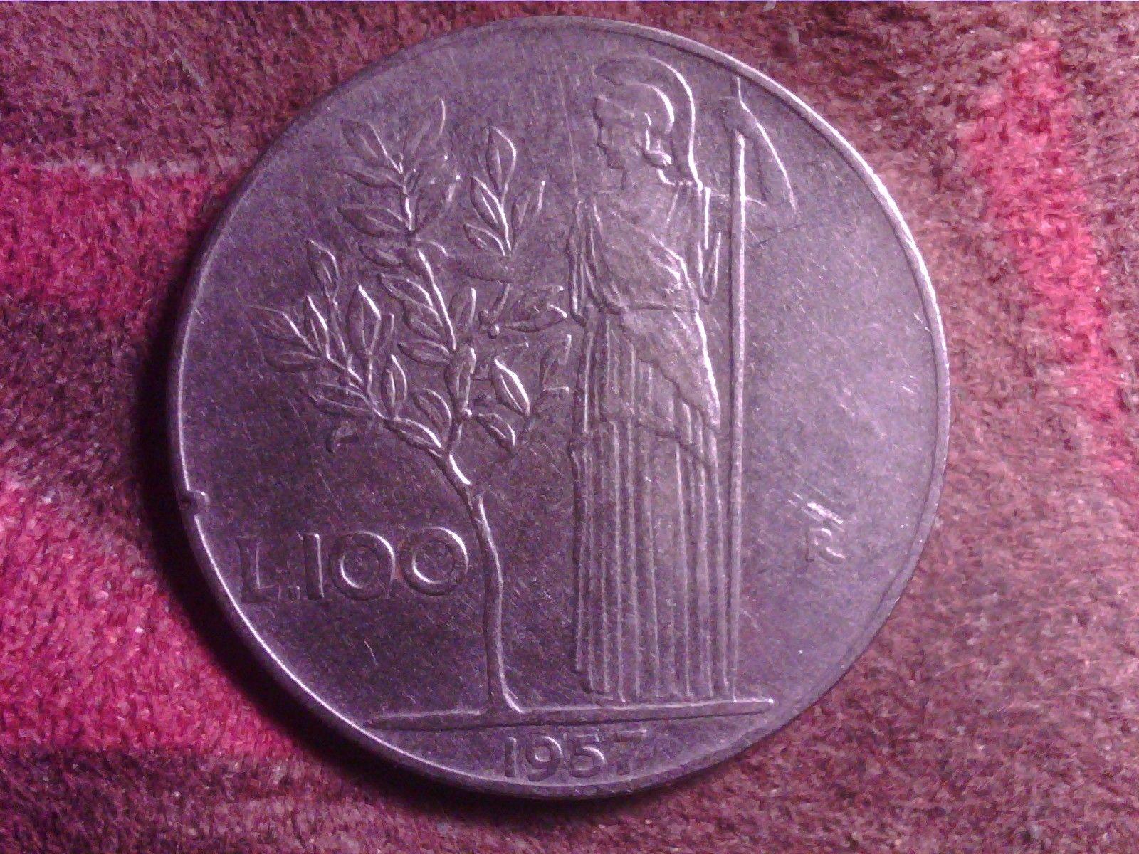 Цена монеты 100 лир (lire) 1957 года Италия: стоимость по аукционам с описанием и фото.