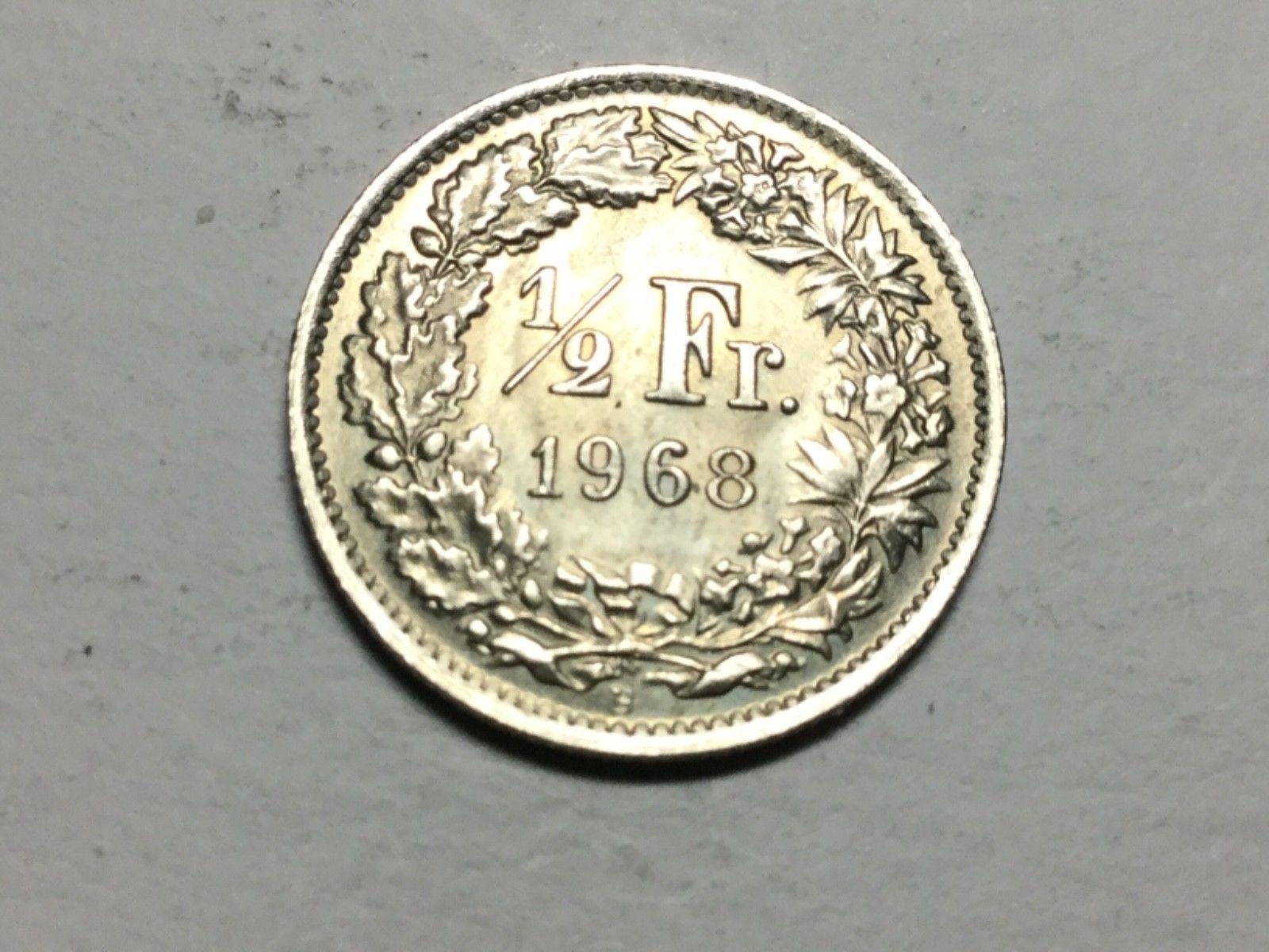 Цена монеты 1/2 франка (franc) 1968 года B, знак монетного двора ...