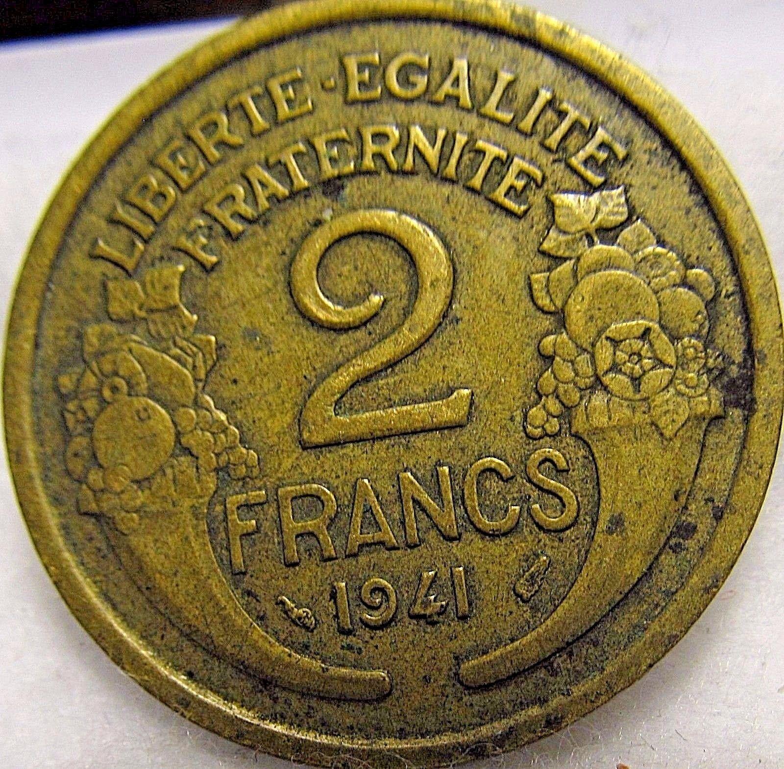Цена монеты 2 франка (francs) 1941 года, алюминиевая бронза Франция ...