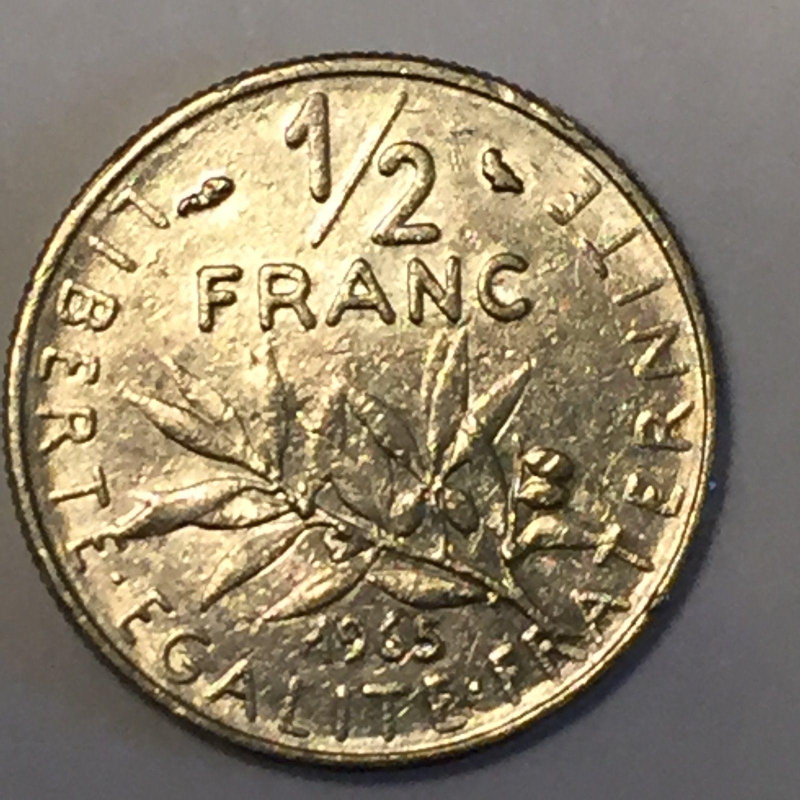 Цена монеты 1/2 франка (franc) 1965 года Франция: стоимость по ...