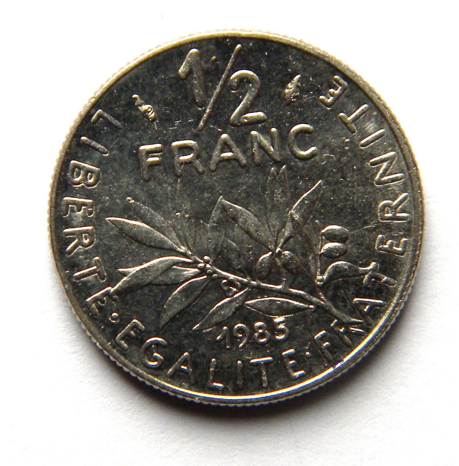 Цена монеты 1/2 франка (franc) 1983 года Франция: стоимость по ...