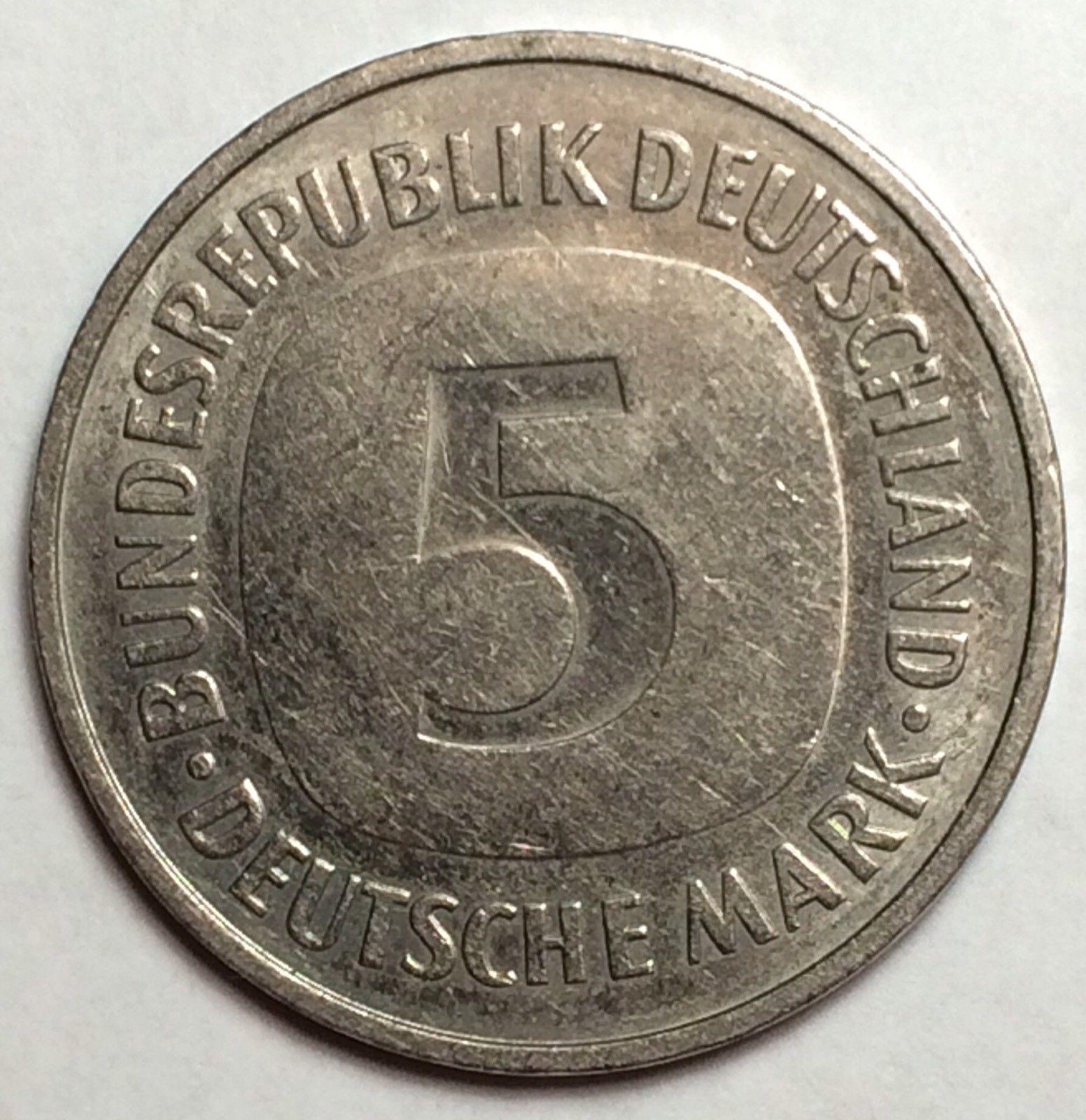 Цена монеты 5 марок (deutsche mark) 1975 года D Германия: стоимость по ...